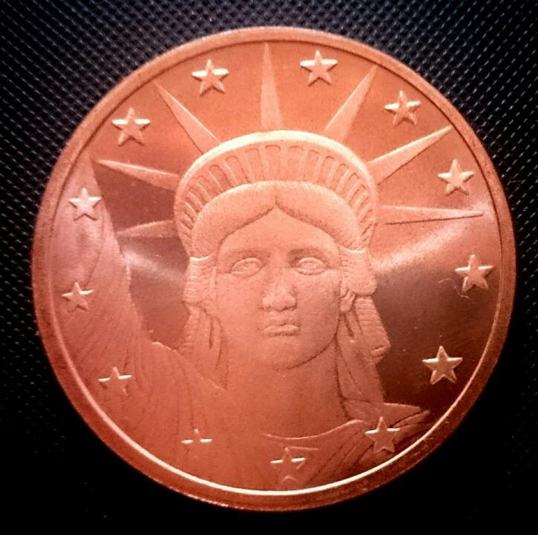 BU Standing Statue of Liberty Large Size Copper Coin .999 One Full ...