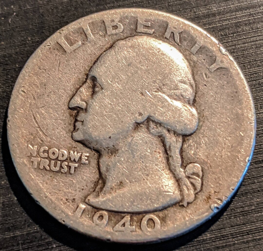 1940 Solid Grade Silver Washington Quarter Piece Antique Authentic ...