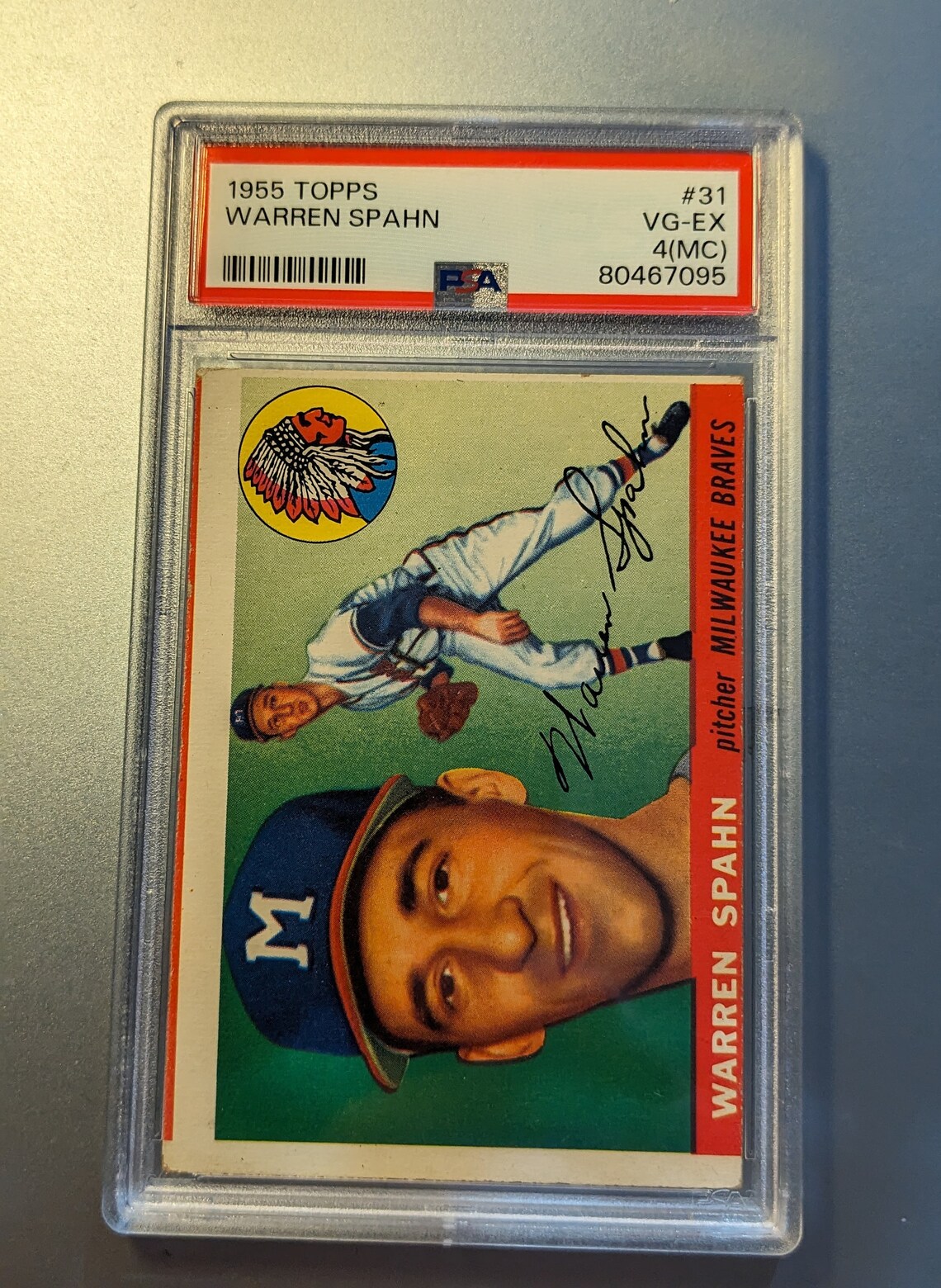 Authentic 1955 Topps #31 Warren Spahn Milwaukee Braves HOF PSA 4 MC ...