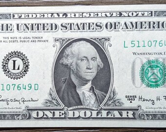 1963 One Dollar Bill - Etsy