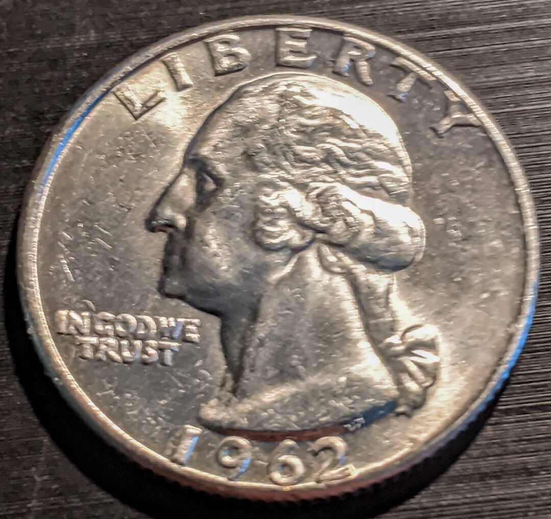 1962 High Grade Silver Washington Quarter Piece Antique Authentic ...