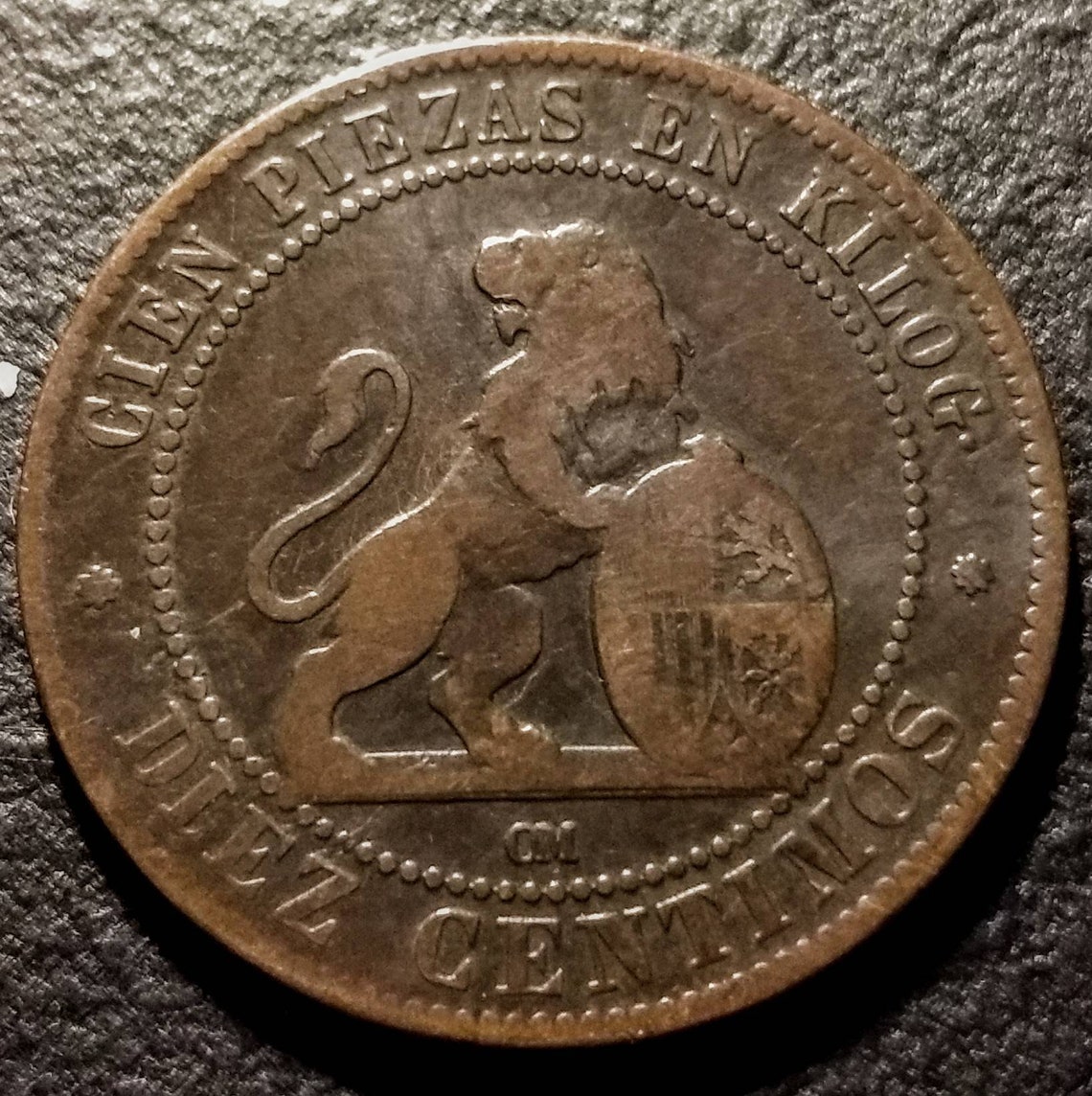 Vintage 1870 World Coin Lion Circulated Grade 10 Diaz Centavos - Etsy