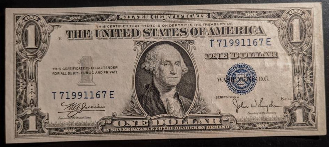 1935C Vintage Crisp 1991 Birth Year Note Uncirculated Grade Silver ...