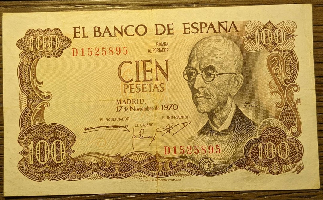 Vintage Nicer Grade 1970 Banco De Espana Spain Cien 100 Pesetas Bill ...