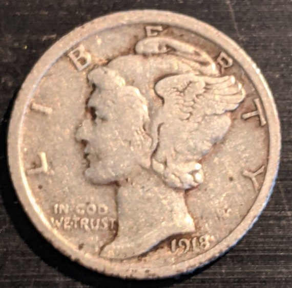 Vintage 1918 Better Date Silver Mercury Dime Ten Cent Piece | Etsy