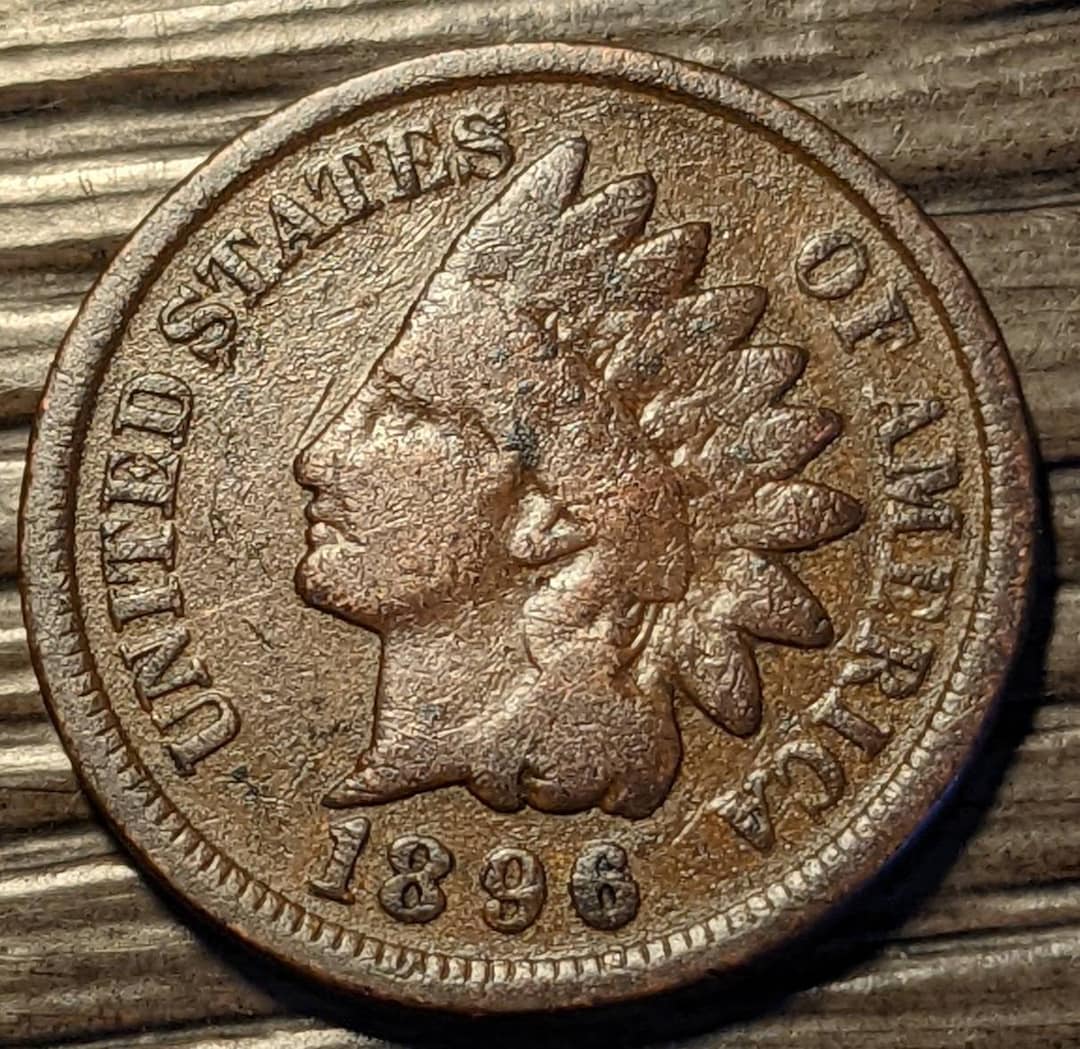 Vintage 1896 Solid Grade Indian Head Cent Authentic U.S. Coin Antique ...