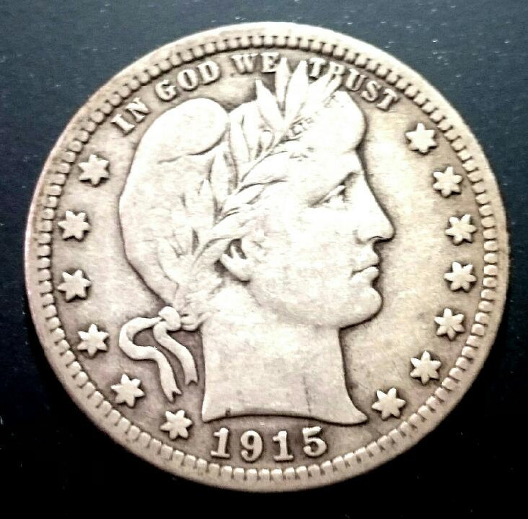 Vintage Solid Grade 1915-D Barber Quarter Silver Coin Nice Original ...