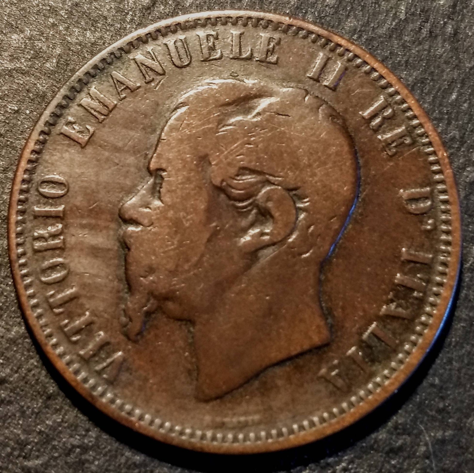 1866 N Italy Ten Centesimi Vintage Vittorio Emanuele II Copper World ...