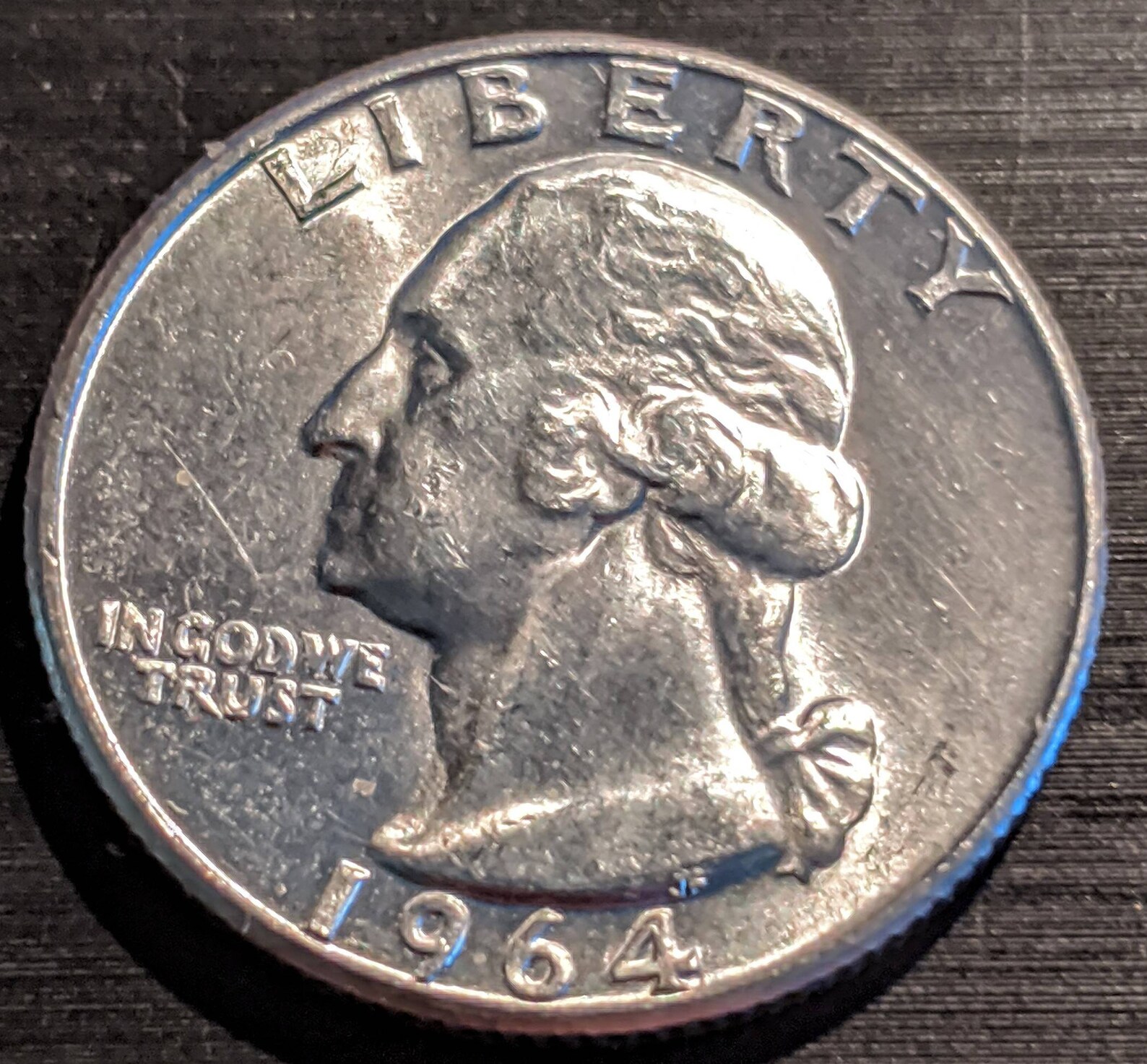 1964 High Grade Silver Washington Quarter Piece Antique Authentic ...