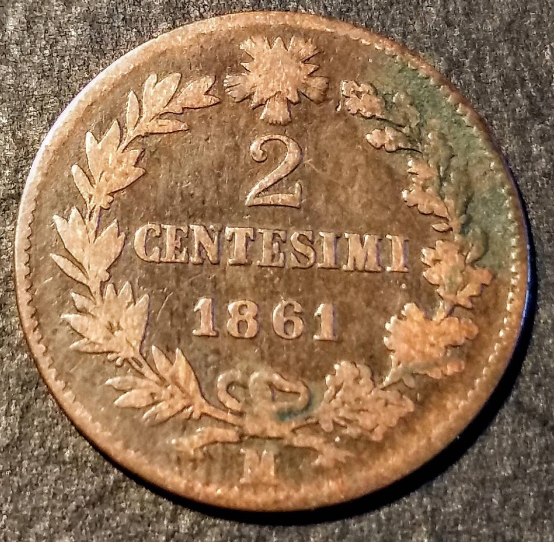 1891 M Italy Two 2 Centesimi Vintage Vittorio Emanuele II Copper World ...
