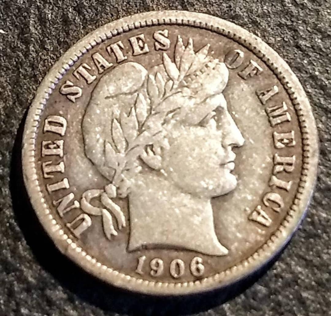 1906 Antique A Solid Tough Date Vintage Silver Barber Dime Ten Cent ...