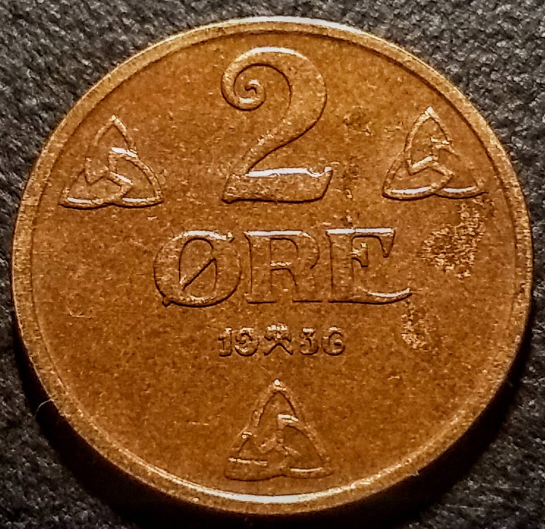 Rare 1936 Vintage Scarce Two 2 Ore Coin Crown Denmark Danmark Old ...