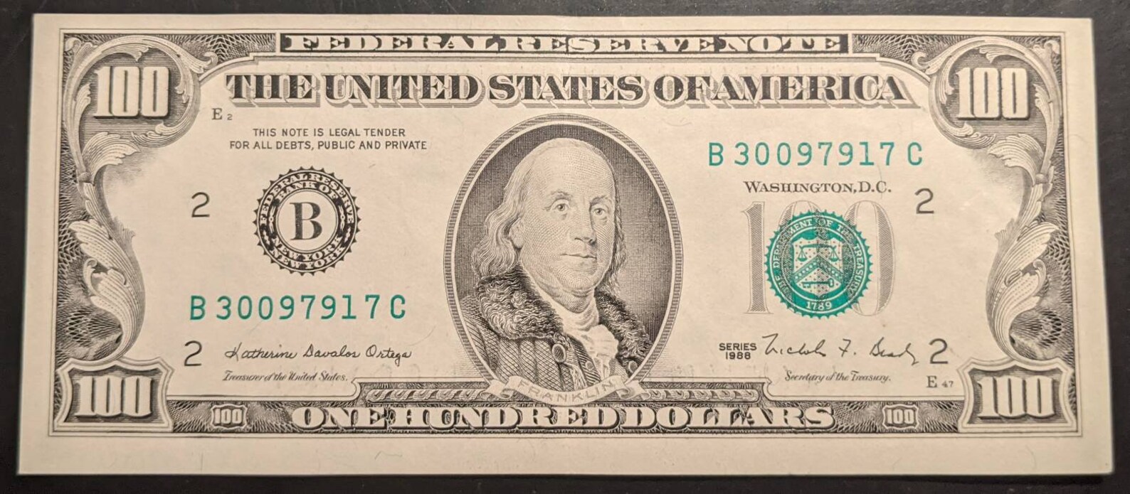 1988 One Hundred Dollar off Center Error Very Nice Circulated - Etsy