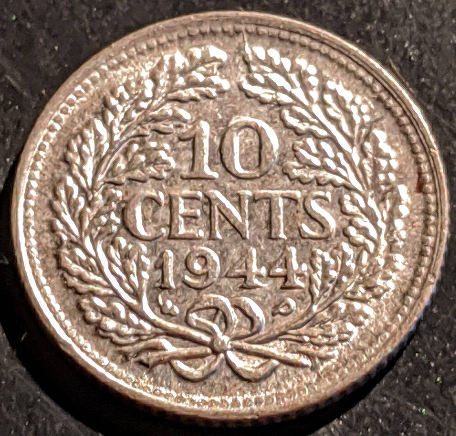 Silver 1944 High Grade Ten Cents Netherlands World Coin Antique Vintage ...