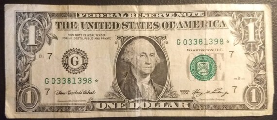 Vintage Circulated Grade Circulated Star Note One Dollar Bill | Etsy