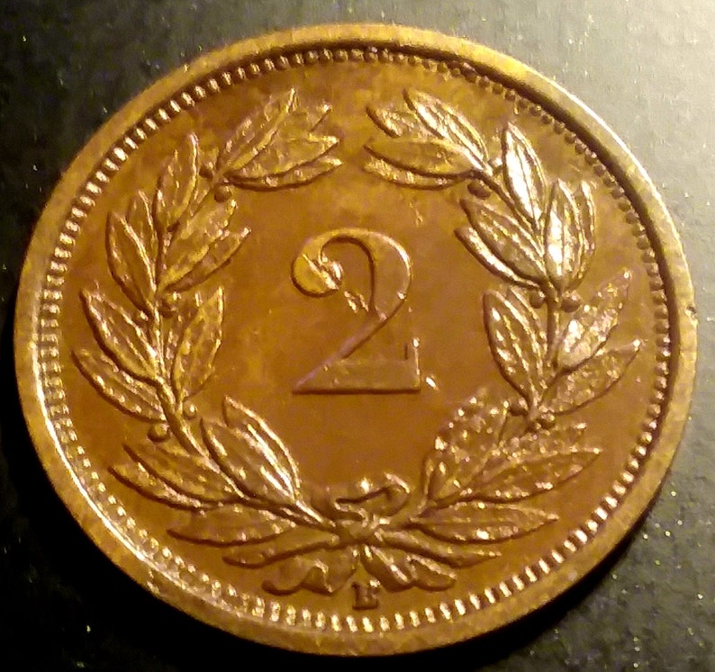1930 Two 2 Rappen Switzerland Helvetia Vintage World Coin Old | Etsy