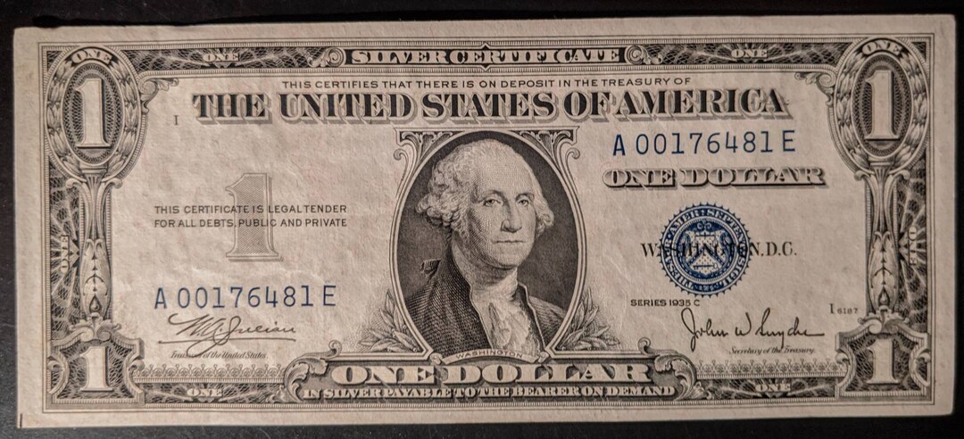 1935C Vintage Crisp 1935 C Uncirculated Grade Silver Certificate One ...