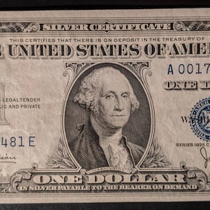 1935C Vintage Crisp 1935 C Uncirculated Grade Silver Certificate One ...