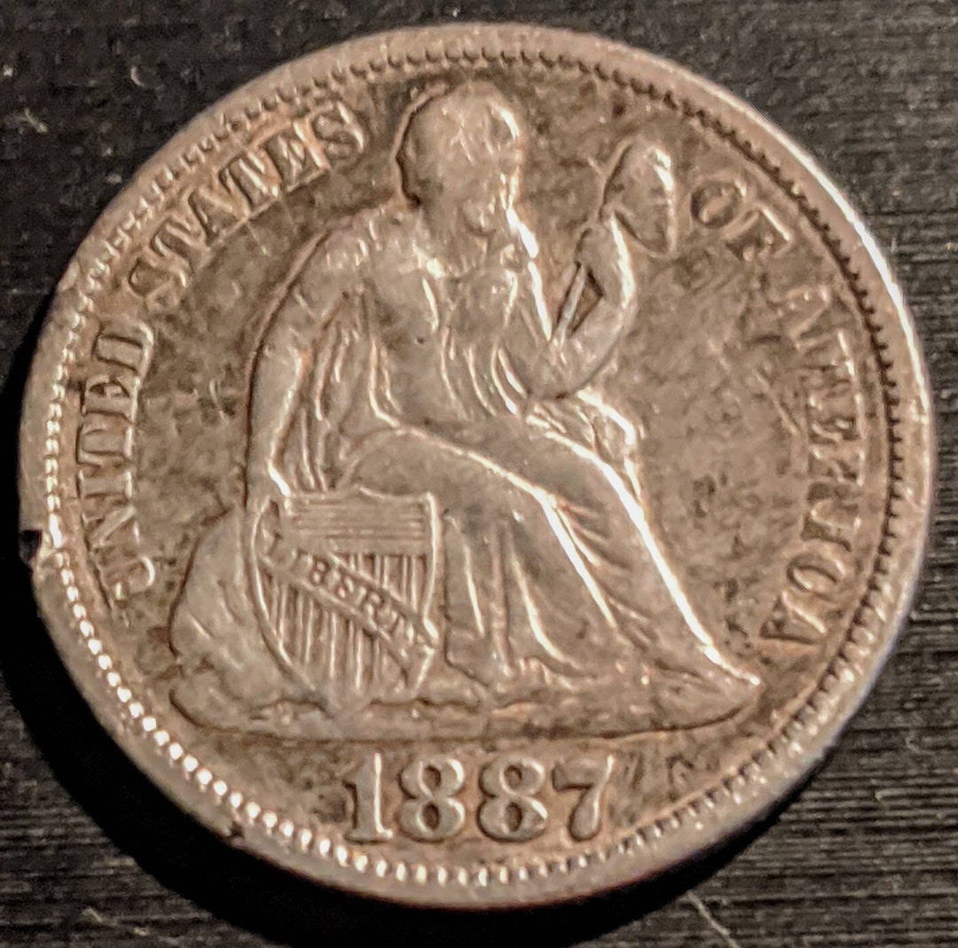 Vintage 1887 Seated Liberty Dime Silver Coin Nice Original Piece ...