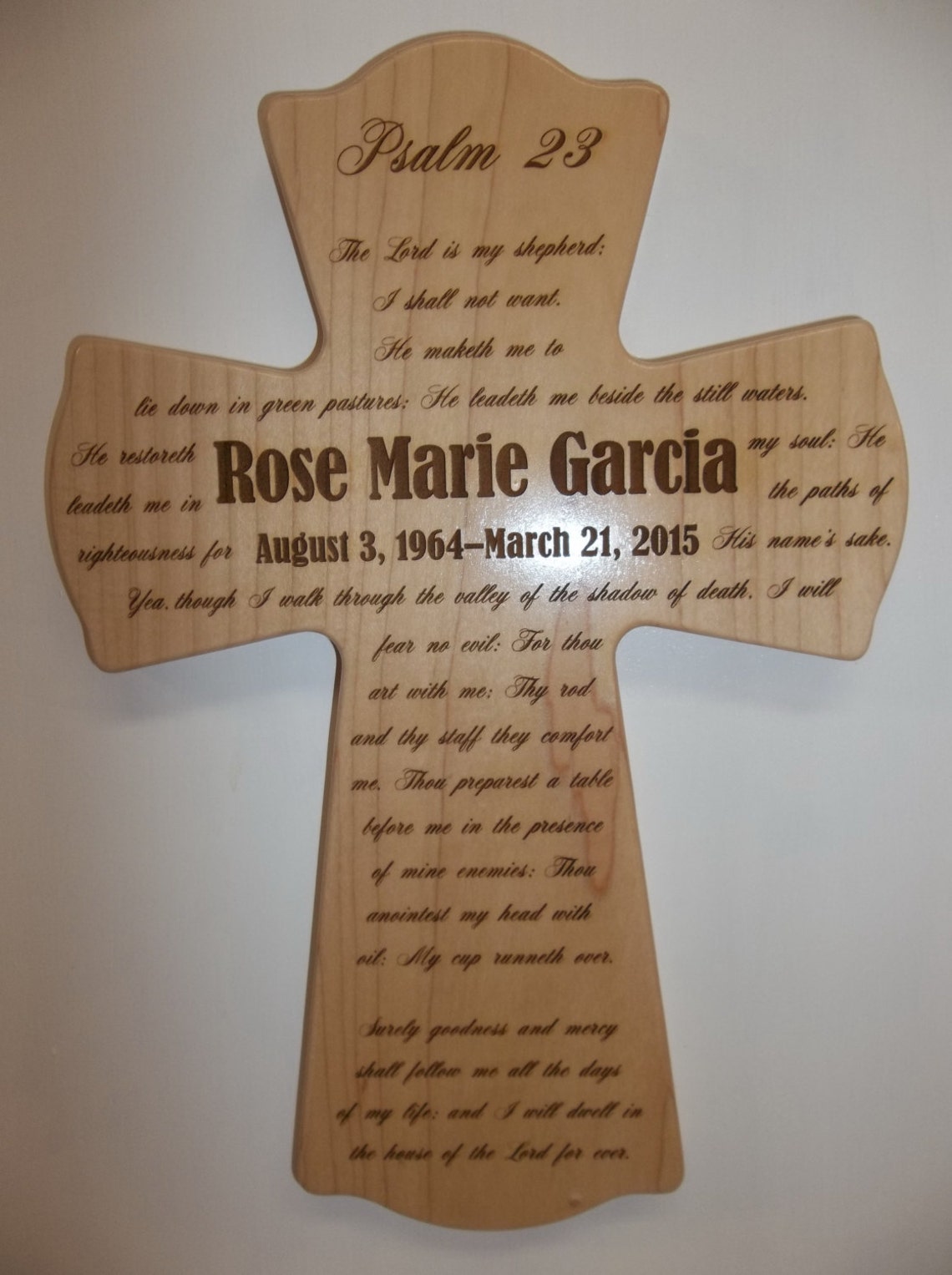 Psalm 23 Memorial Cross Wooden Cross Engraved Home Decor | Etsy