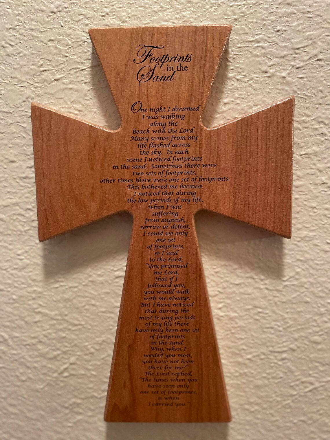 Wooden Cross Engraved Home Decor Footprints in the Sand - Etsy