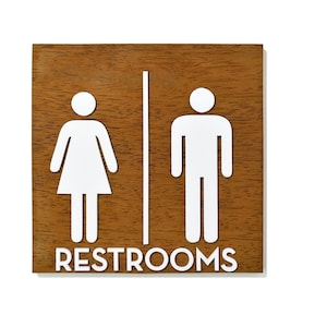 Hotel Restroom Door Sign - Engraved Solid Wood Iroko (africa Teak ...
