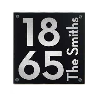 Modern House Sign Square With Black Aluminum (ACP) and Silver Fiber ...