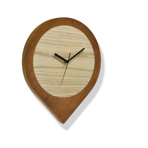 Pin Clock Natural Wood Face - Simple & Trendy Decor - Solid Iroko Wood ...