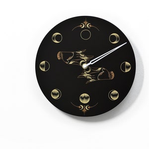 Moon Phase Wall Clock - Lunar Cycle - Round Black - Moon Phase Tracker ...