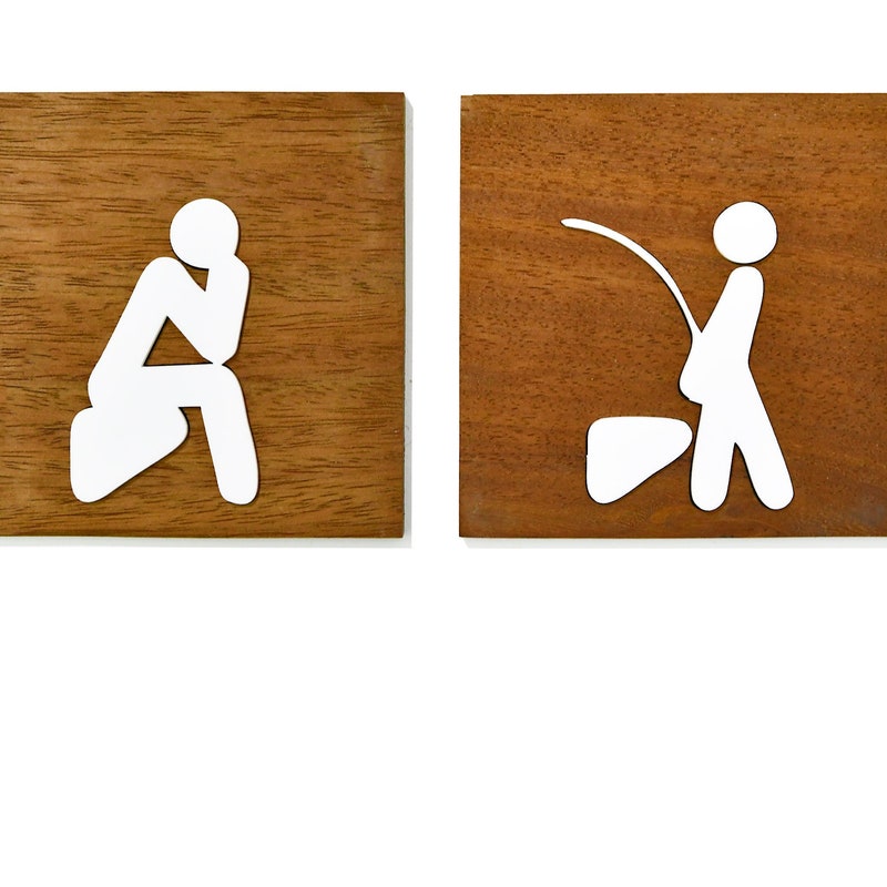 Restroom Sign Brown Outdoor - Etsy