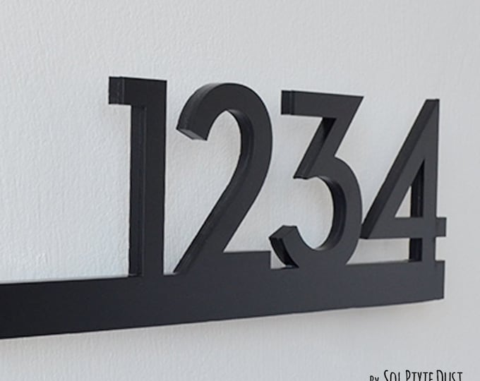 Modern House Numbers, One Number Round Concrete With Marine Plywood ...