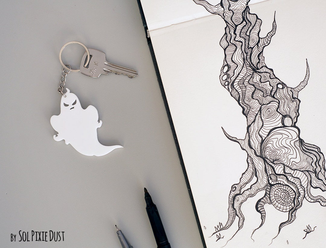 Key Ring - Halloween Cute Ghost Silhouette - Etsy