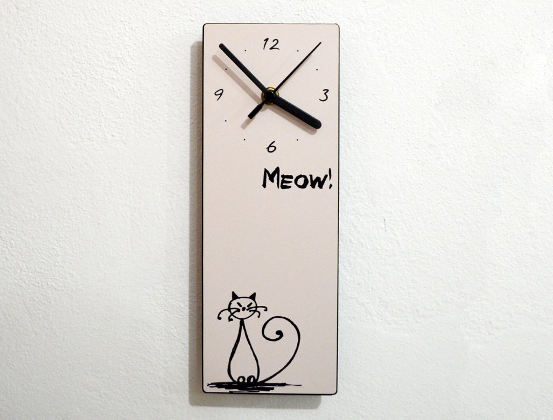 Cat Sketch - Meow Wall Clock - Etsy