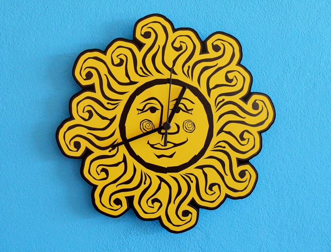 Sun Face - Wall Clock - Etsy