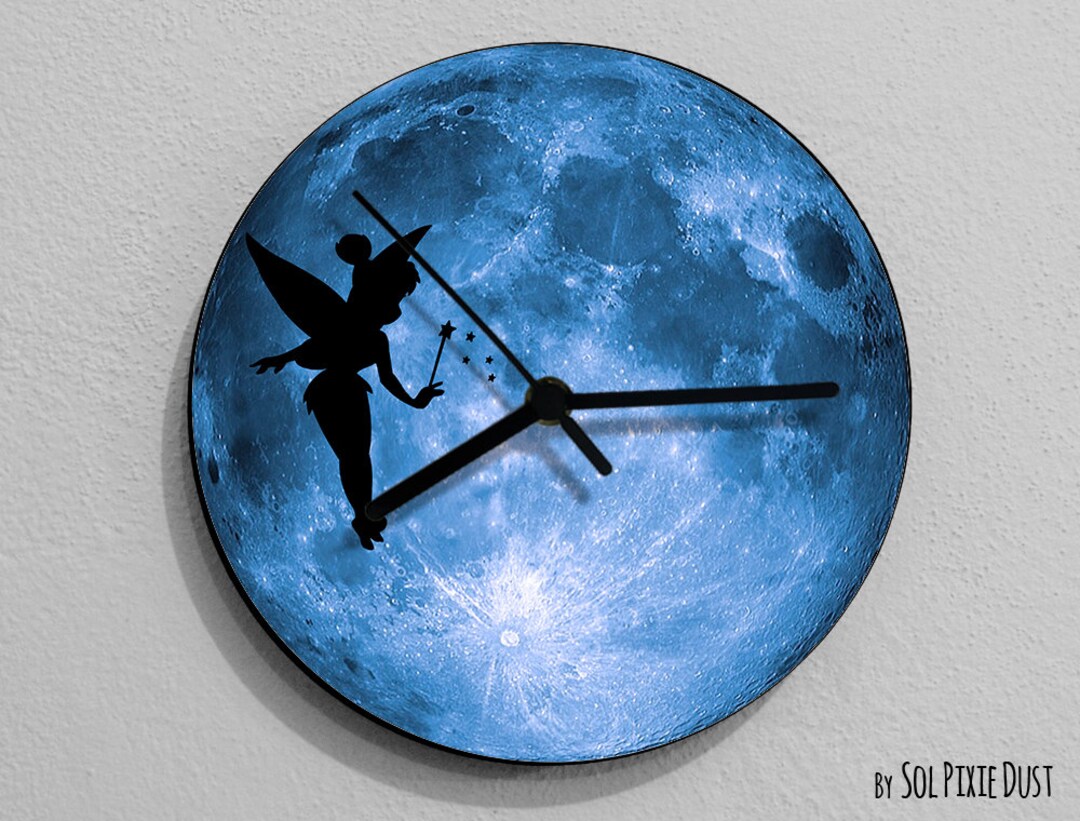 Tinkerbell - Silhouette on Moon Wall Clock - Wall Clock Unique - Wall ...