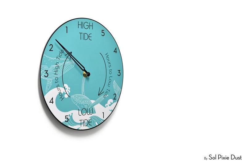 Tide Wall Clock - Round Clock - Sea Tide Tracker - Whale Unique Wall ...