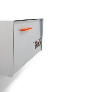 Mailbox With Brushed Aluminum Face and Body and Orange Acrylic Numbers ...