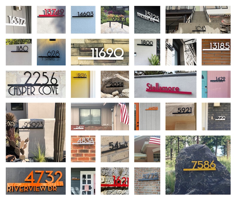 Modern House Numbers - Orange With Black Acrylic - Contemporary Home ...