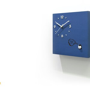 Modern Cuckoo Bird Time Box Clock - Denim Chalk Laser Engrave - Wall ...