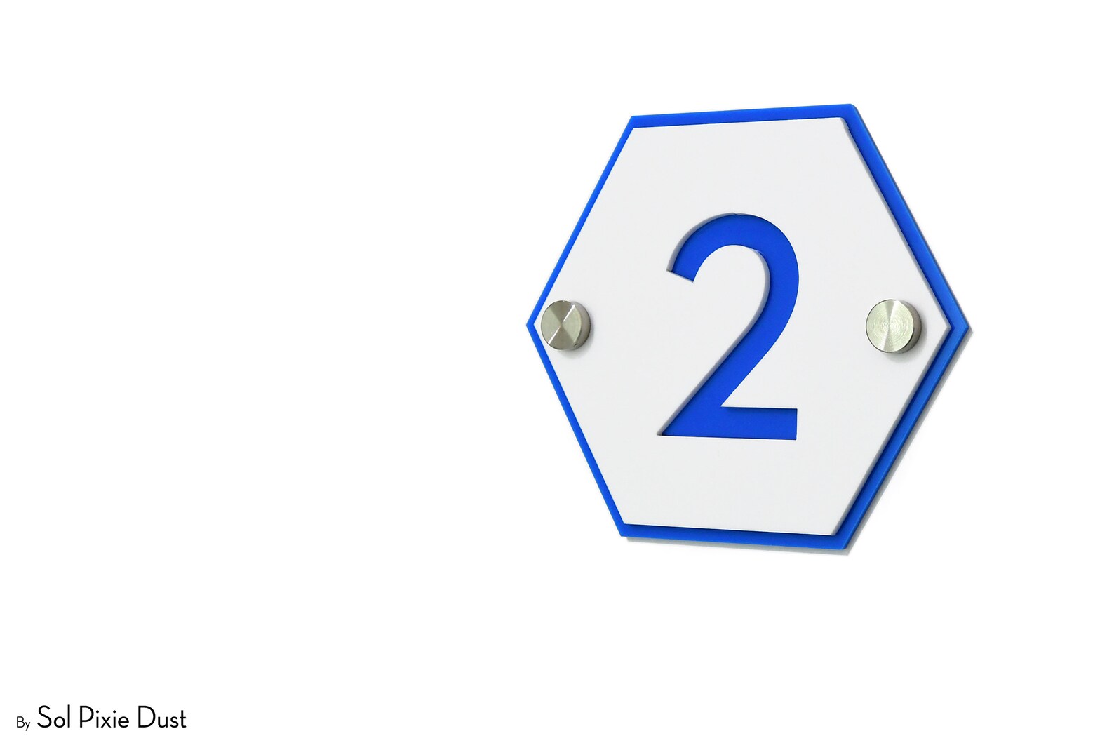 Modern House Numbers Hexagon White Acrylic With Blue Acrylic | Etsy