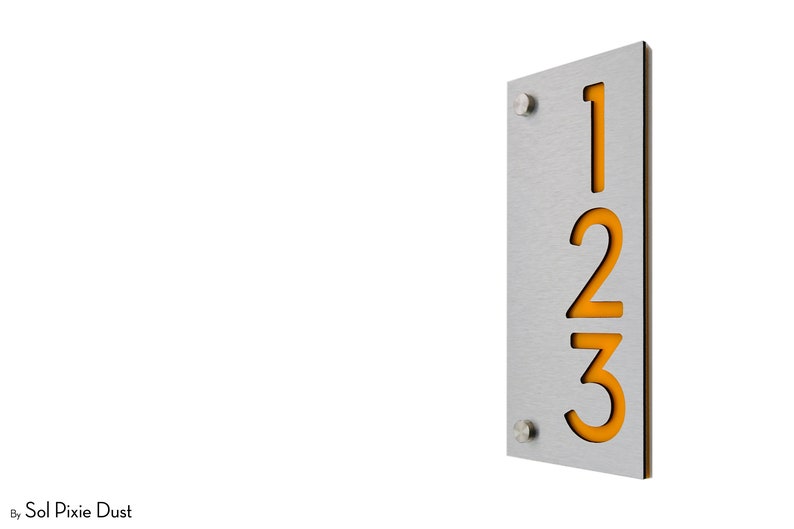 Modern House Numbers Small Rectangle Alucobond With Yellow - Etsy