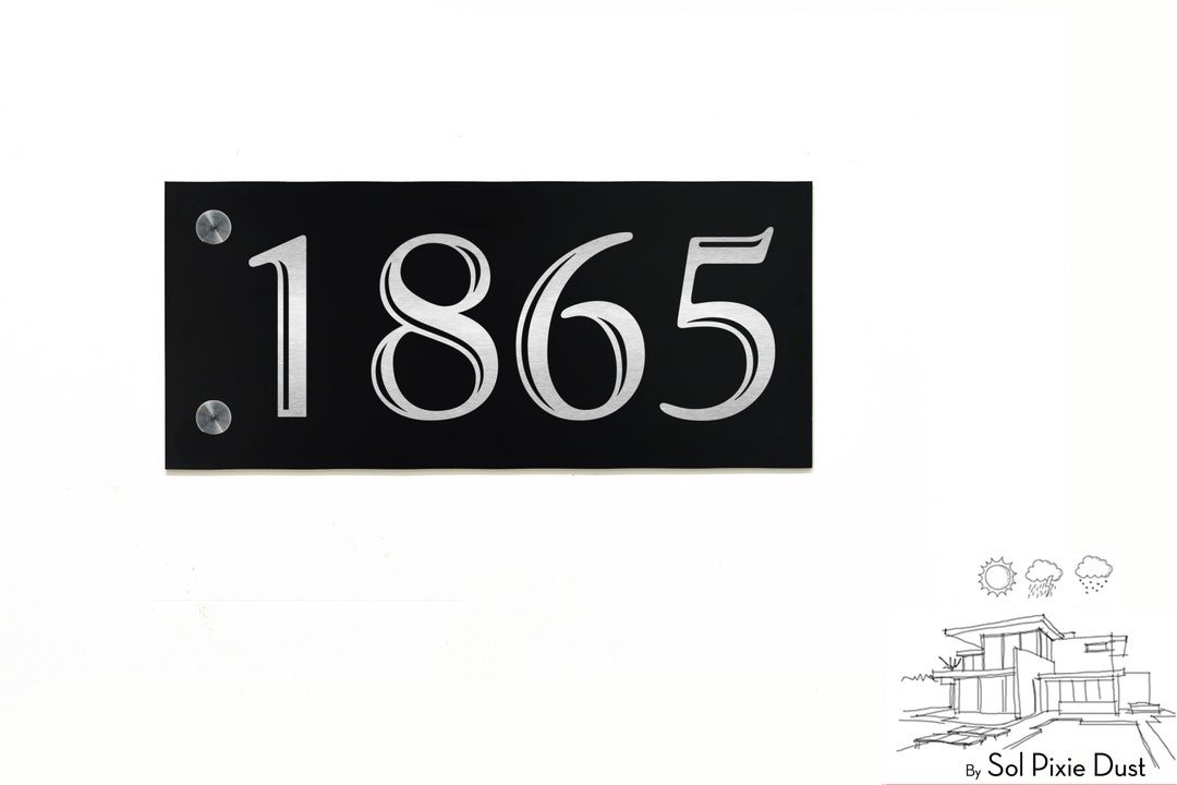 Modern House Sign Small With Black Aluminum (ACP) and Silver Fiber ...
