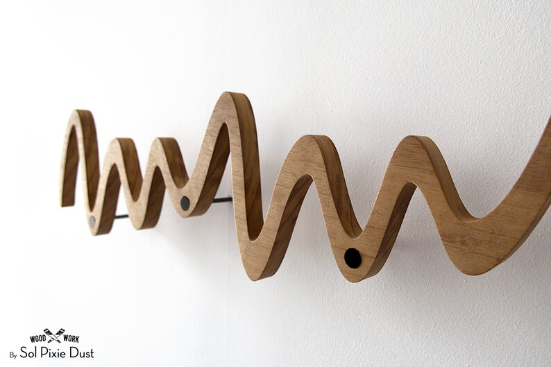 Zick - Zack Modern Wall Rack - Solid African Teak Iroko Wooden Hanger ...