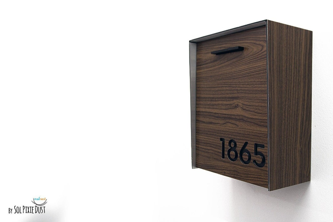 Mailbox With Wood Walnut Aluminum Face and Body and Black Acrylic ...