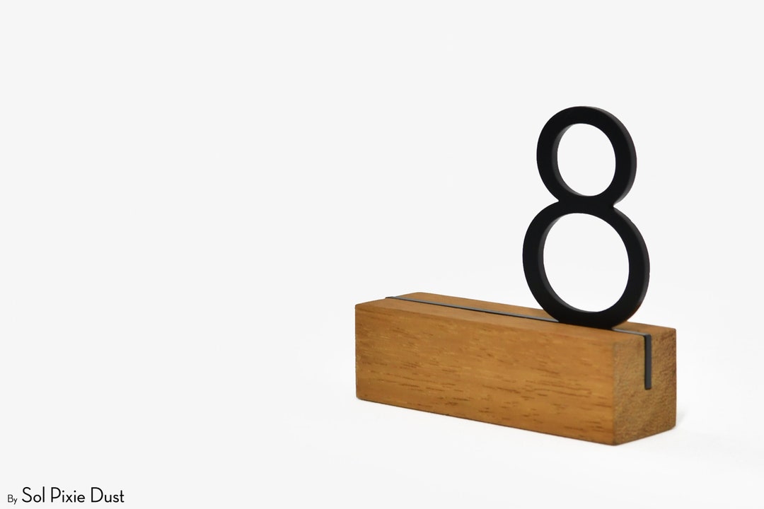 Modern Table Numbers - Wooden Stand / Black Numbers - Minimalist Table ...