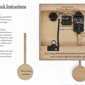 Modern Cuckoo Bird Time Box Clock - Denim Chalk Laser Engrave - Wall ...