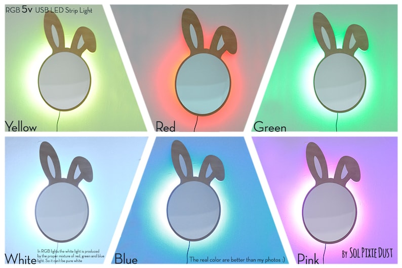 Safety Mirror Kitty With LED Light - Wall Decor Mirror - Nursery Kid ...
