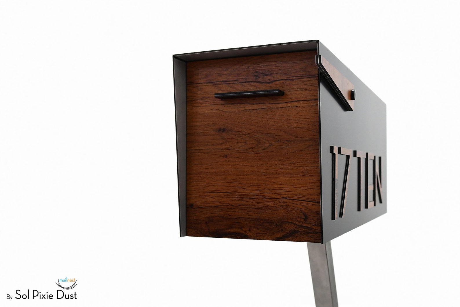 Contemporary Post Mounted Mailbox Aluminum Black Body and | Etsy