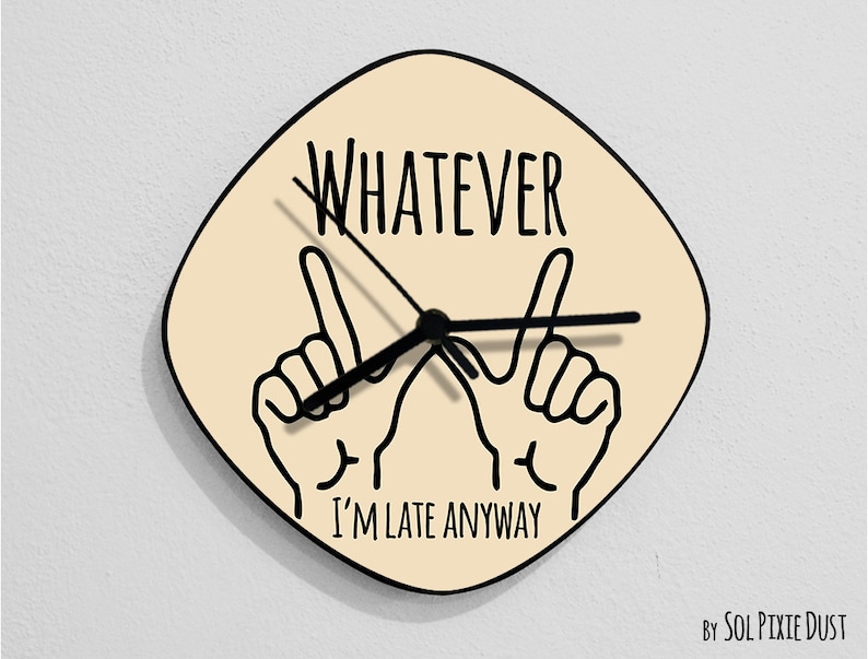 Whatever,i'm Late Anyway Hand Symbol / Oval Beige - Wall Clock - Etsy