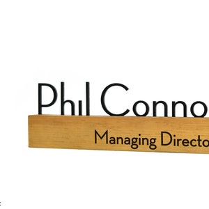 Modern Desk Name Sign Iroko Wood / Black Acrylic Office - Etsy